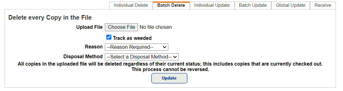 Use the Batch Delete sub-tab