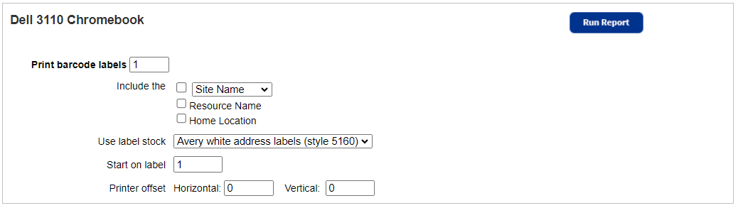 Print a label(s) for a single resource item